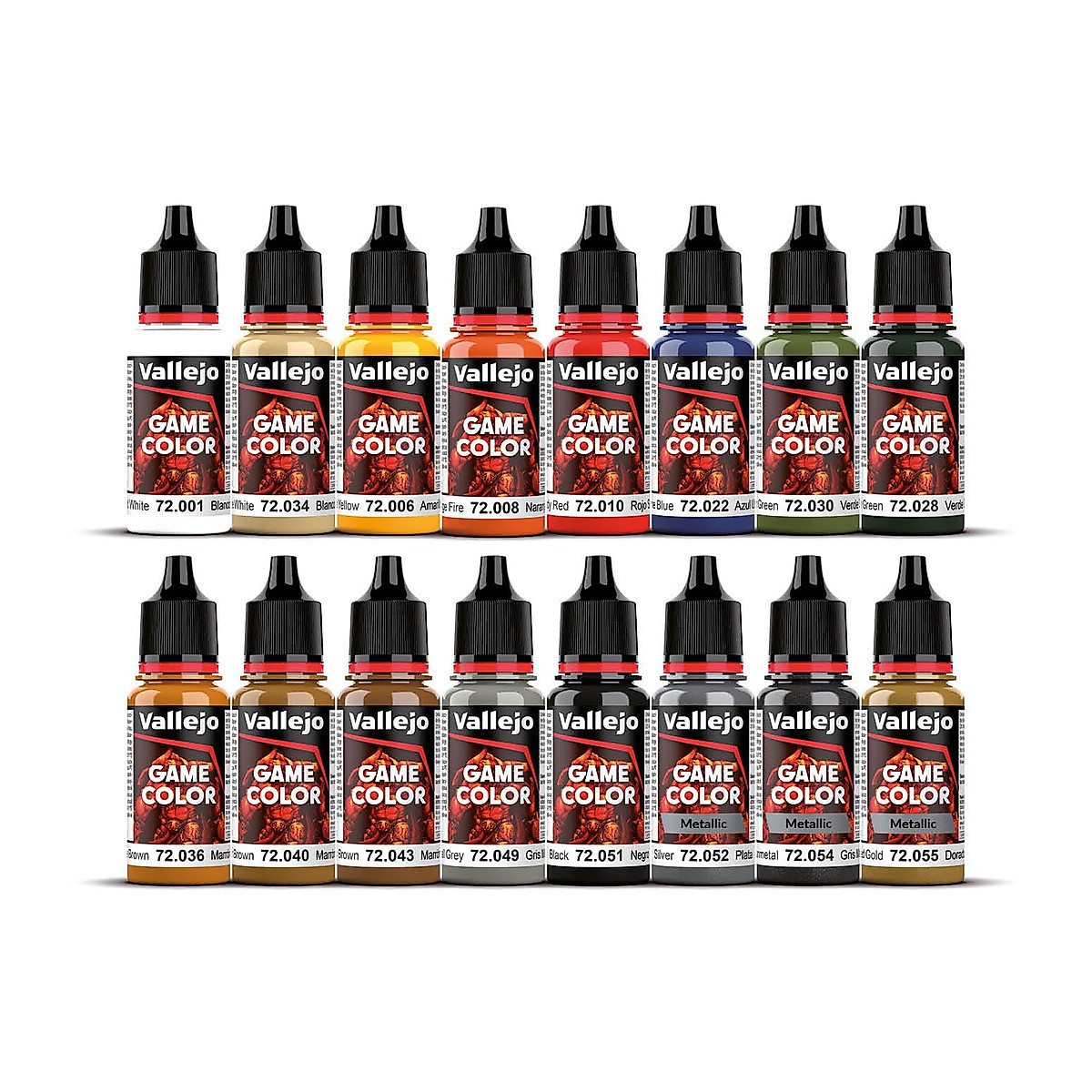 Vallejo Acrylicos Game Color Advanced Set, Model Color Paint Set, 1/2 Fl. Oz. Bottles, 16 Colors
