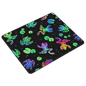 Water Lily Leaves and Frogs Mouse Pad with Stitched Edges Laptops Keyboard Mouse Mat Desk Pad Gaming Mouse Pad