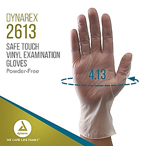 DynarexDynarex Safe-Touch Vinyl Disposable Exam Gloves, Powder-Free, Food Safety and Compliance, Ambidextrous, Clear, Medium, 1 Case - 10 Boxes of 100 Safe-Touch Vinyl Disposable Exam Gloves