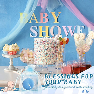 50 Sets Baby Shower Party Favors Including 50 Pcs Unscented Tealight Baby Shower Candles 50 Pcs Gift Bags 50 Pcs Baby Shower Cards for Baby Shower Gender Reveal Party Supplies (Blue)