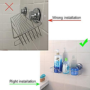 ARCCI Suction Shower Caddy, Shower Shelf Basket with Hooks, Wall Mounted Bathroom Organizer - 304 Stainless Steel Shower Rack for Shampoo, Conditioner Razor, 2 Sets