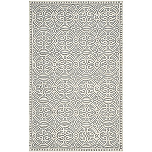 SAFAVIEH Cambridge Collection 5' x 8' Silver / Ivory CAM123D Handmade Moroccan Premium Wool Area Rug