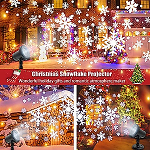 Christmas Lights Snowflake Projector Outdoor - LED Indoor Rotating White Snow Snowfall Night Light Projector Waterproof for Wedding Party Home Decoration Lighting Xmas Gift New Year Holiday