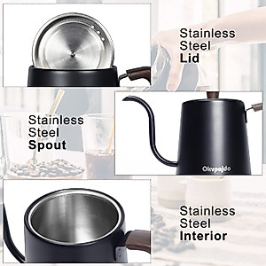 Electric Gooseneck Kettle - Pour-Over Coffee and Tea Kettle with LCD Display Automatic Shut Off - 100% Stainless Steel Kettle Water Boiler - Quick Heating Electric Kettles 0.8L - Matte Black