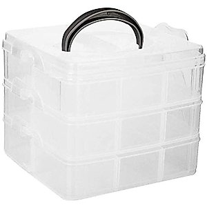 OULII 3 Layers 18 Compartments Craft Organizer Box Plastic Adjustable Storage Box Case Small Storage Container Case for Beads Crafts Jewelry Sewing Supply