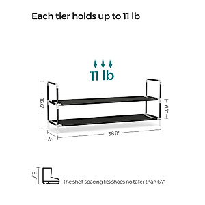 SONGMICS 2-Tier Shoe Rack with Shelves for Closet Entryway, Black ULSH052B01
