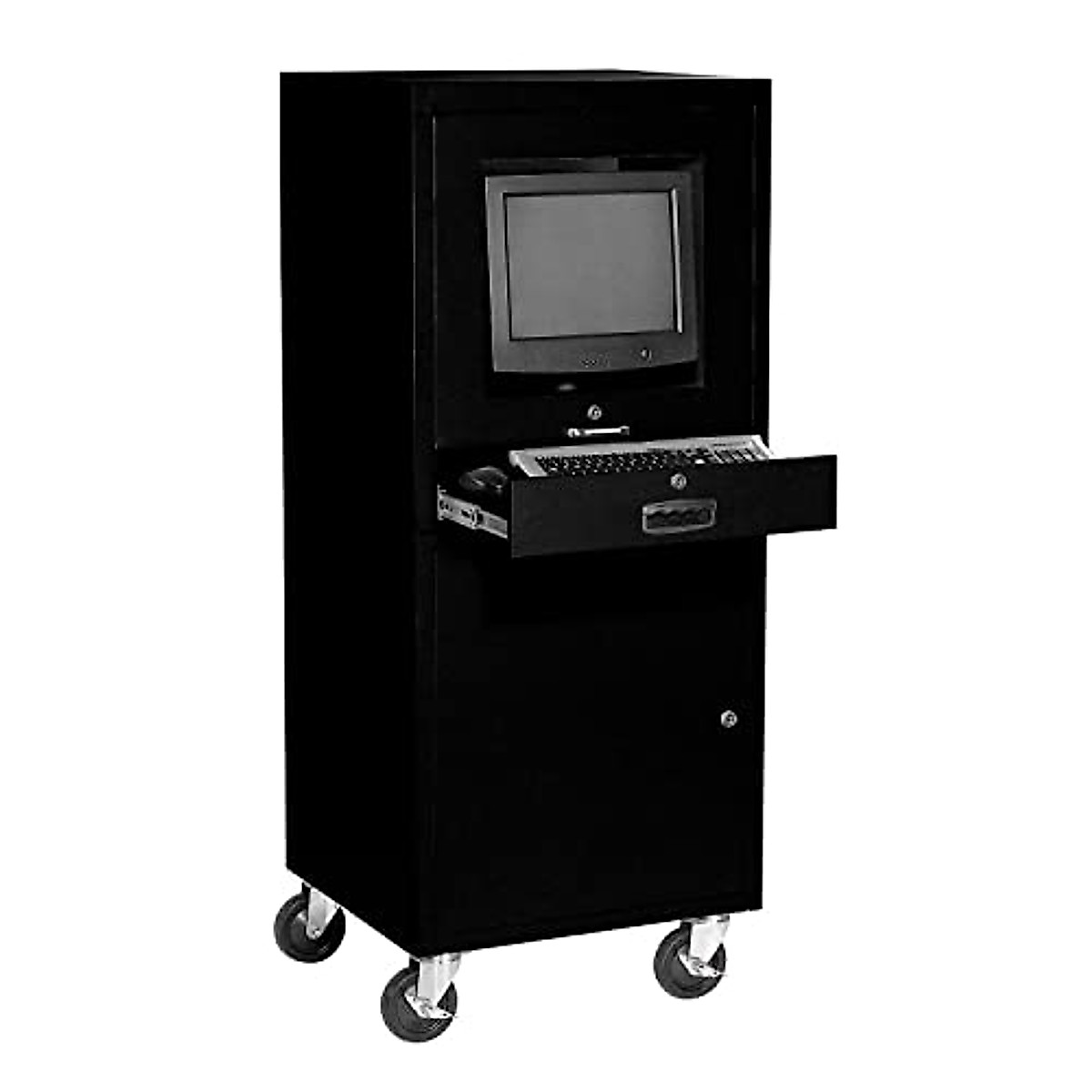 Global Industrial Mobile Security Computer Cabinet, Black, 24-1/2"W x 22-1/2"D x 60-3/8"H