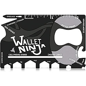Wallet Ninja Multitool Card – 18 in 1 Credit Card Size Multi-Tool for Quick Repairs, EDC Survival Gear, Bottle Opener, Camping – Cool Gadget and Stocking Stuffer With Sleeve
