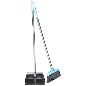 Ipetboom 1 Set Stainless Steel Trash Shovel Garbage Kitchen Broom Upright Pans Dog Waste Trash can Stand up Dustpan ladlebroom Deck kit Office Stainless Steel + Plastic Handheld Floor Brush