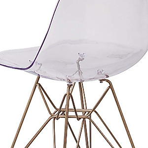 Flash Furniture Elon Series Ghost Chair with Gold Metal Base