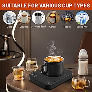 Mug Warmer, Coffee Warmer with 3 Temperature Settings, Auto Shut On/Off Coffee Mug Warmer, Coffee Cup Warmer with 2-12H Timer, Coffee Warmer for Desk/Home/Office, Cup Warmer for Milk/Coffee/Tea, Black