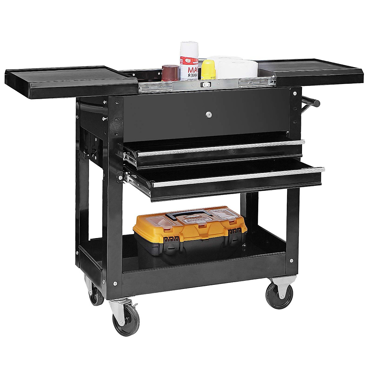 Torin Service Utility Tool Cabinet Cart 350 LBs 2 Drawer Slide Top, Black, ATC310B