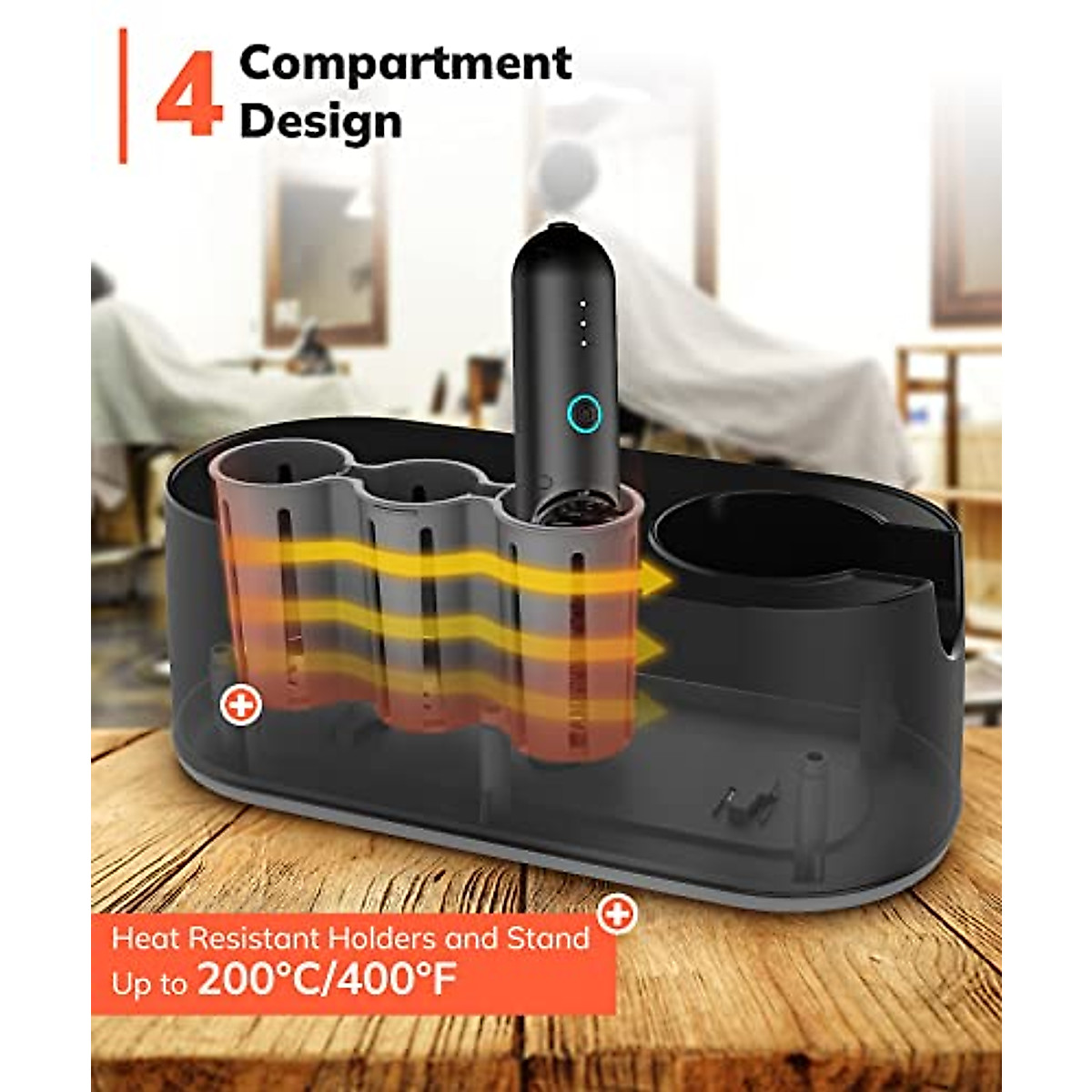 TASALON Hair Dryer Holder, Hair Tool Organizer, 3 in 1 Wall Mounted/Cabinet Door/Countertop Blow Dryer Holder, Flat Iron, Hair Straightener Holder, Curling Iron Holder, Hot Hair Tool Holder- Black