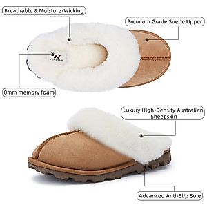 WaySoft Australian Sheepskin Women’s Slippers, 100% Shearling Wool, Hard Sole, Warm Fuzzy Indoor Outdoor