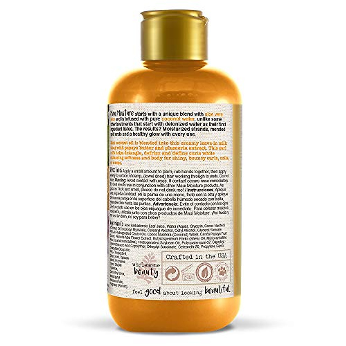 Maui Moisture Curl Quench + Coconut Oil Anti-Frizz Curl-Defining Hair Milk to Hydrate and Detangle Tight Curly Hair, Softening Leave-In Treatment, Vegan, Silicone & Paraben-Free, 8 fl oz