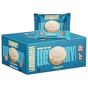Legendary Foods High Protein Snack Cinnamon Sweet Roll | 20 Gr Pure Protein Bar Alternative | Low Carb Food | Low Sugar & Gluten Free Keto Breakfast Snacks | Healthy Cinnamon Rolls (10-pack)