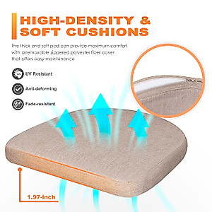 NUU GARDEN Patio Dining Chairs Set of 1, Woven Rope Outdoor Dining Chairs, All-Weather Aluminum Arm Chairs with Cushions for Garden, Deck, Backyard, Balcony, Lawn, Indoor, Beige