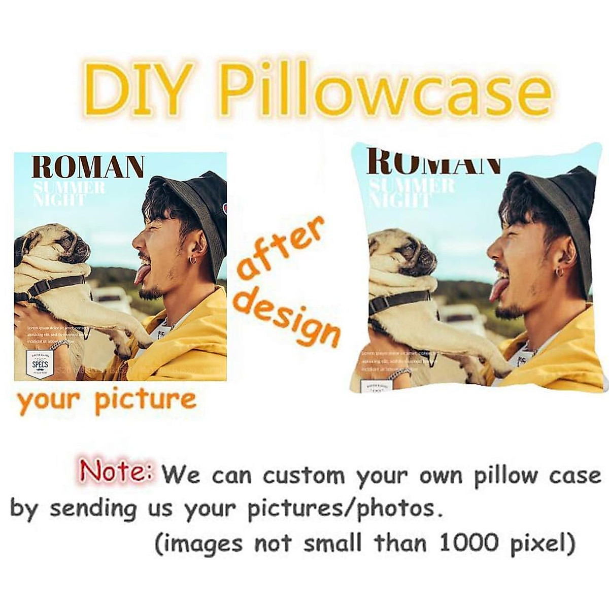 Shop&Three Custom Design Photos or Text Outdoor/Indoor Throw Pillowcase, Personalized Pet Photo Pillow, Love Photo Throw Pillowcases, Wedding Keepsake Throw Pillow Covers 18" x 18"