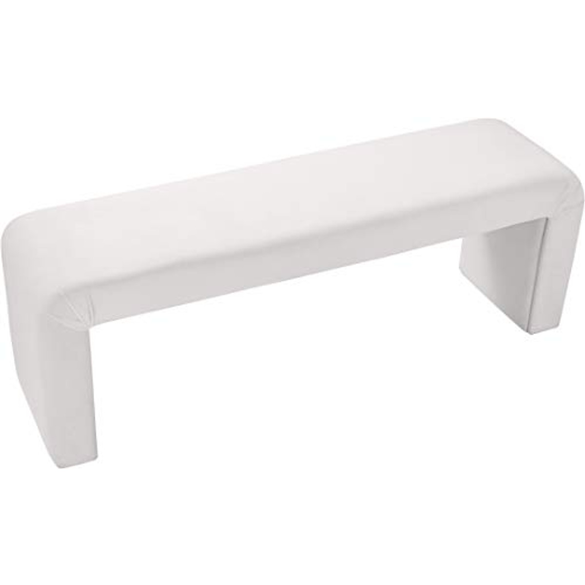 Meridian Furniture Minimalist Collection Modern | Contemporary Velvet Upholstered Bench, 53" W x 14.75" D x 18.25" H, Cream