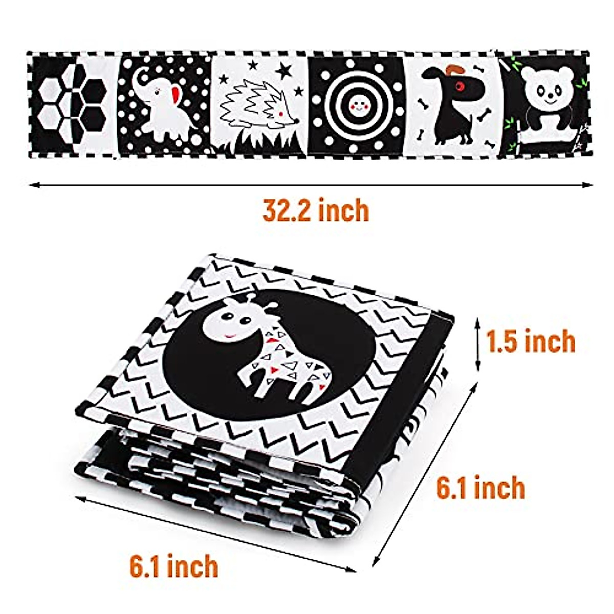 teytoy Black and White High Contrast Sensory Baby Toys Baby Soft Book for Early Education, Infant Tummy Time Toys, Three-Dimensional Can Be Bitten and Tear Not Rotten Paper Newborn Toys (Ladybug)