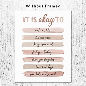 It's Okay To Quotes, Note To Self Poster, School Counselor Art Print, Anxiety Quotes, Counseling Office Decor, Psychologist, Social Worker Wall Decor, Unframed (11X14 INCH)