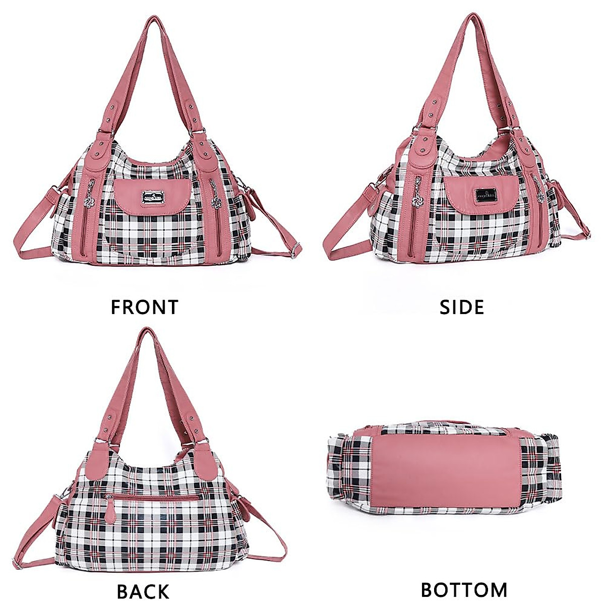 Angel Kiss Purses for Women, Large Shoulder Bag Hobo Tote Purse Mutipocket Faux Leather Satchel Hobo Purse