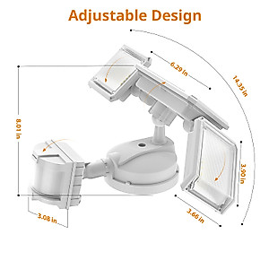LEPOWER 45W Flood Lights Motion Sensor Outdoor Lights, 4800LM LED Security Light, Dusk to Dawn Motion Sensor Light, 3 Modes, 5000K, IP65 Waterproof, 3 Head Outdoor Flood Light for Garage Yard Porch