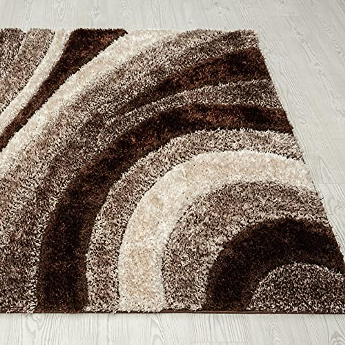 LUXE WEAVERS Rug - Lantanas 7070 Modern Shag Geometric Stain-Resistant Area Rug, Brown/Size 5x7