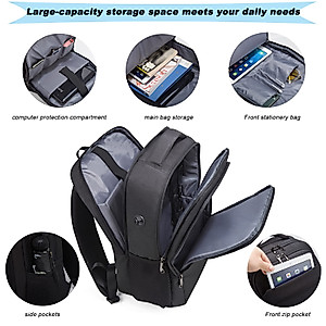 Seekvigor Laptop Backpack for Men, Business Computer Backpack with USB Charging Port, 28L Water Resistant College Backpack with Laptop Compartment for 15.6 Inch Notebook, Black