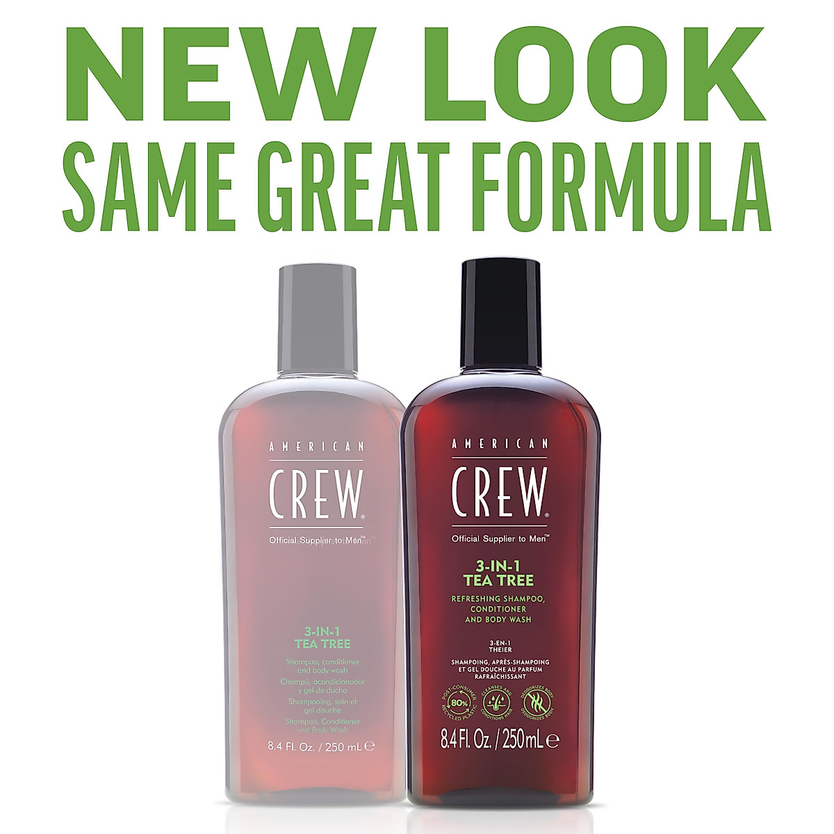 American Crew Shampoo, Conditioner & Body Wash for Men, 3-in-1, Tea Tree Scent, 33.8 Fl Oz