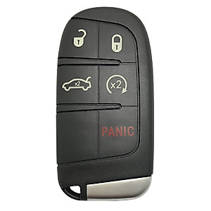 Smart Key Fob Case Shell Fit for Dodge Charger Challenger Dart Durango Journey Chrysler 300 Jeep Grand Cherokee 5 Buttons Replacement Keyless Entry Remote Key Fob Cover Housing (Black)