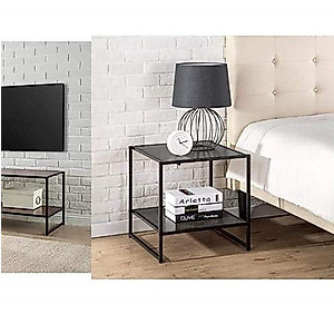 Zinus Modern Studio Collection TV Media Stand/Table/Good Design Award Winner with 20 Inch Square Side/End Table/Night Stand/Coffee Table, Espresso