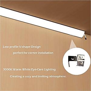 Cefrank V-Shape Under Cabinet Lighting Kit - 4pcs Sleeker 12" Dimmable LED Light Bars for Showcase Shelf Seamless Illumination - 1200lm, 12W - Pure White (6000K)