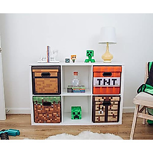 Minecraft TNT Block 13-Inch Storage Bin Chest With Lid | Foldable Fabric Basket Container, Cube Organizer With Handles, Cubby For Shelves, Closet | Home Decor Essentials, Video Game Gifts