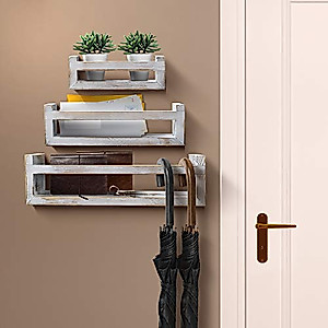 Sorbus Floating Shelves - Rustic Floating Book Shelves Wall Mount Wooden Hanging Ledge Storage Shelf Organizer for Kids Room Baby Nursery Decor, Living Room Playroom, Bathroom, Bedroom etc, Set of 3