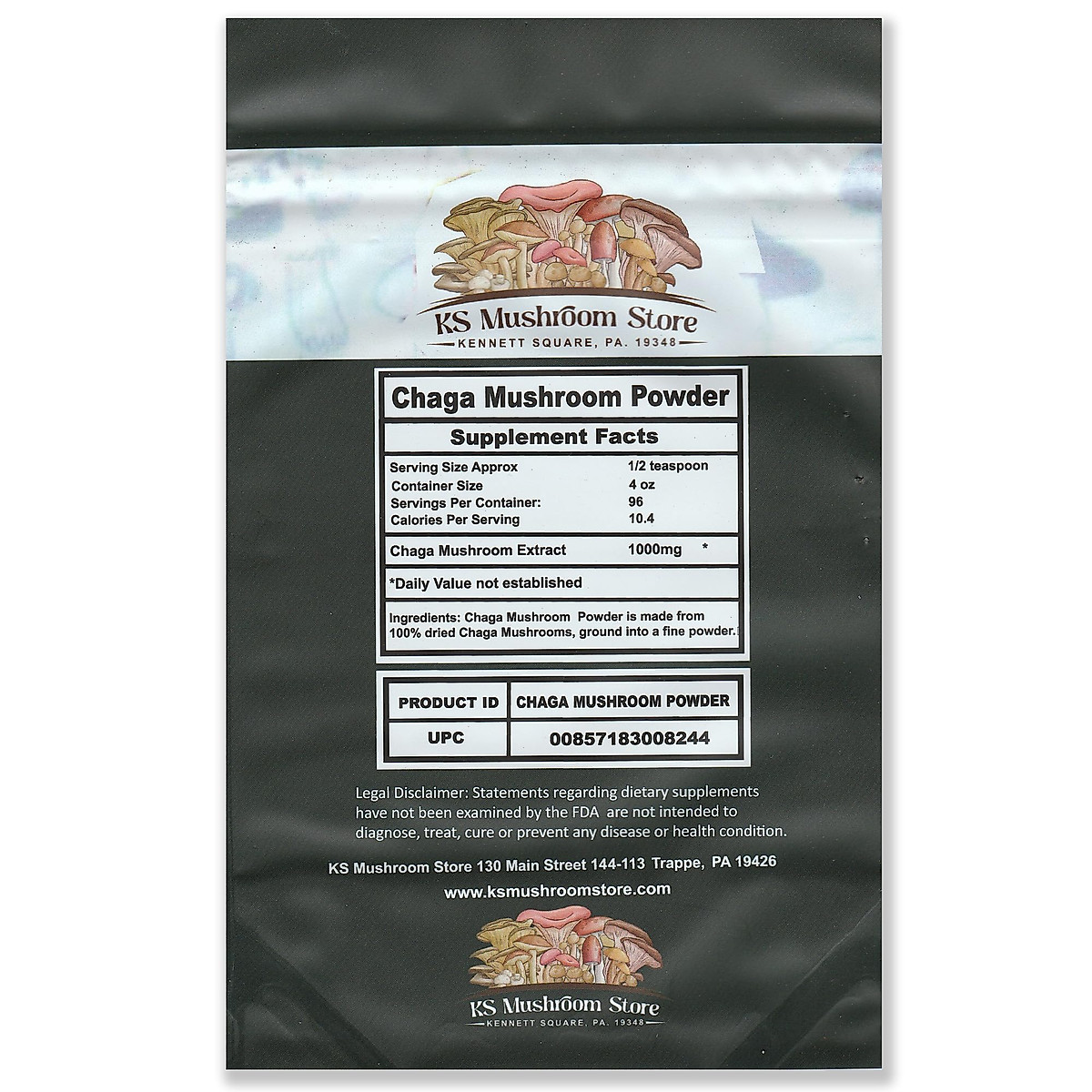 KS Mushroom Store Lions Mane Chaga Powder for Cooking, Sauce, Soup, Mushroom Coffee and Tea - Non-GMO, Vegan, Dairy Free, 4oz, 113g
