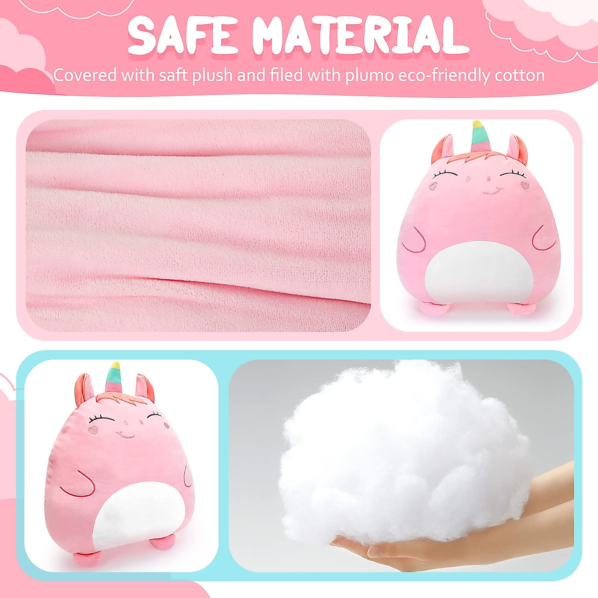 Stuffed Animals Plush Toy 16inch Pink Cute Stuffed Animals for Girls Cartoon Kid's Plush Toy Pillows Soft Lumbar Back Cushion Valentines Day Birthday Gifts for Kids Children