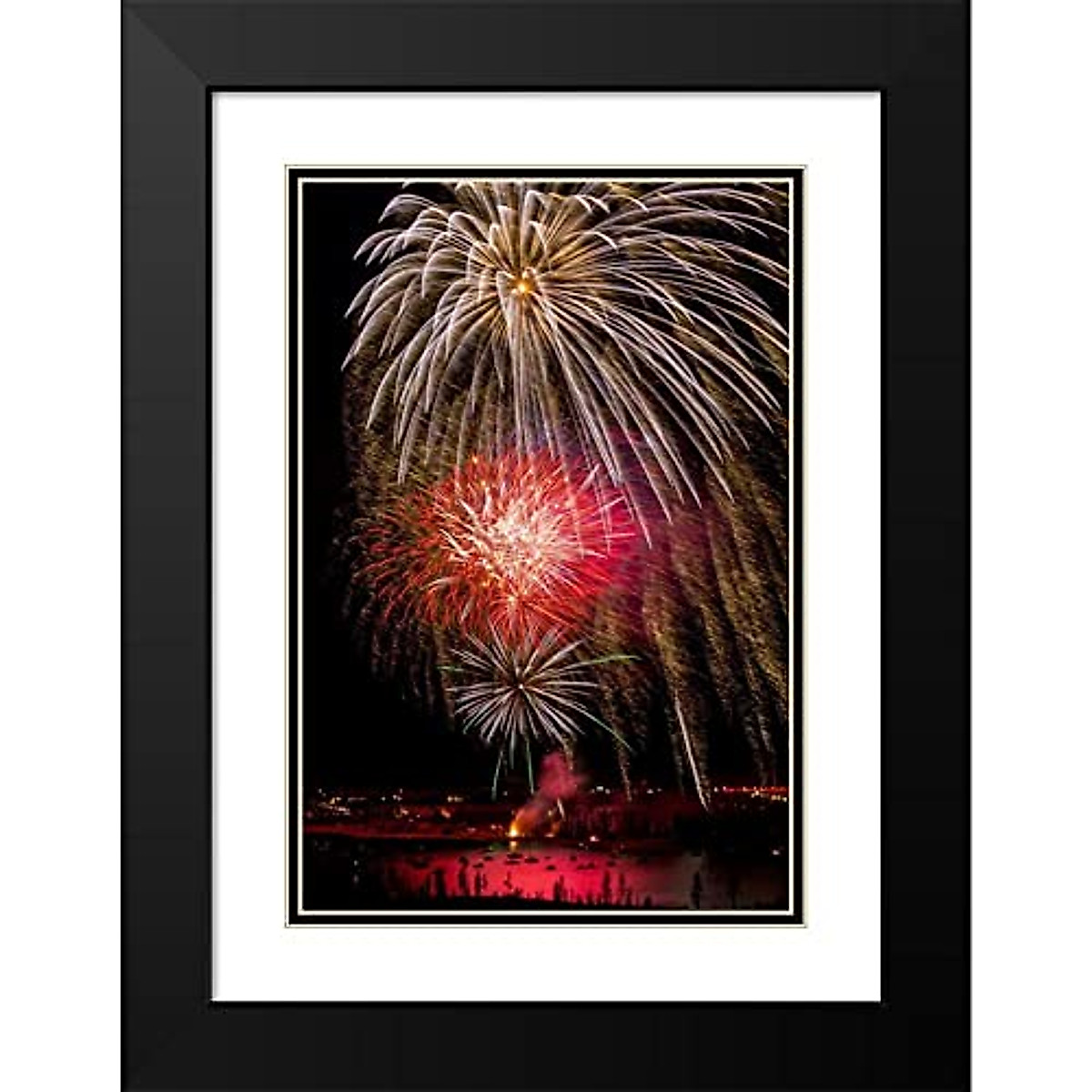 ArtDirect Colorado, Frisco Fireworks Display on July 4th XVI 13x18 Black Modern Wood Framed with Double Matting Museum Art Print by Lord, Fred