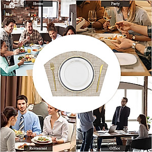 SHACOS Large Size Wedge Shape Placemats with Centerpiece Round Mat Set of 5 Round Table Place Mats Washable Dining Table Placemats Reversible, Beige