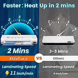 Laminator Machine,VidaTeco 9-inch Thermal Laminator with Laminating Sheets 20 pcs,Laminating Machine with 2-Min Faster Preheat,Small Personal Lamination Machine with Patented Roller for Teacher,Home
