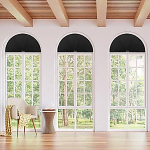 Arch Window shades Black Pleated Blinds Easy Cut and Install Pleated Shades Blackout Blinds Black 72” X 36” (Black)
