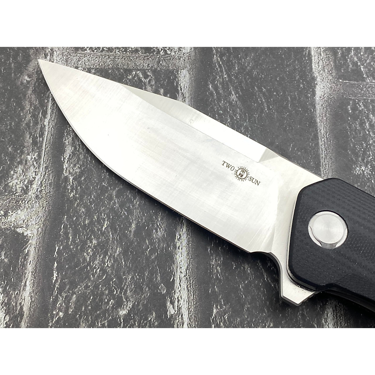 TwoSun Folding Knife 14C28N Blade 420 Steel / G10 Handle Pocket Knife TS515-14C28N-Satin