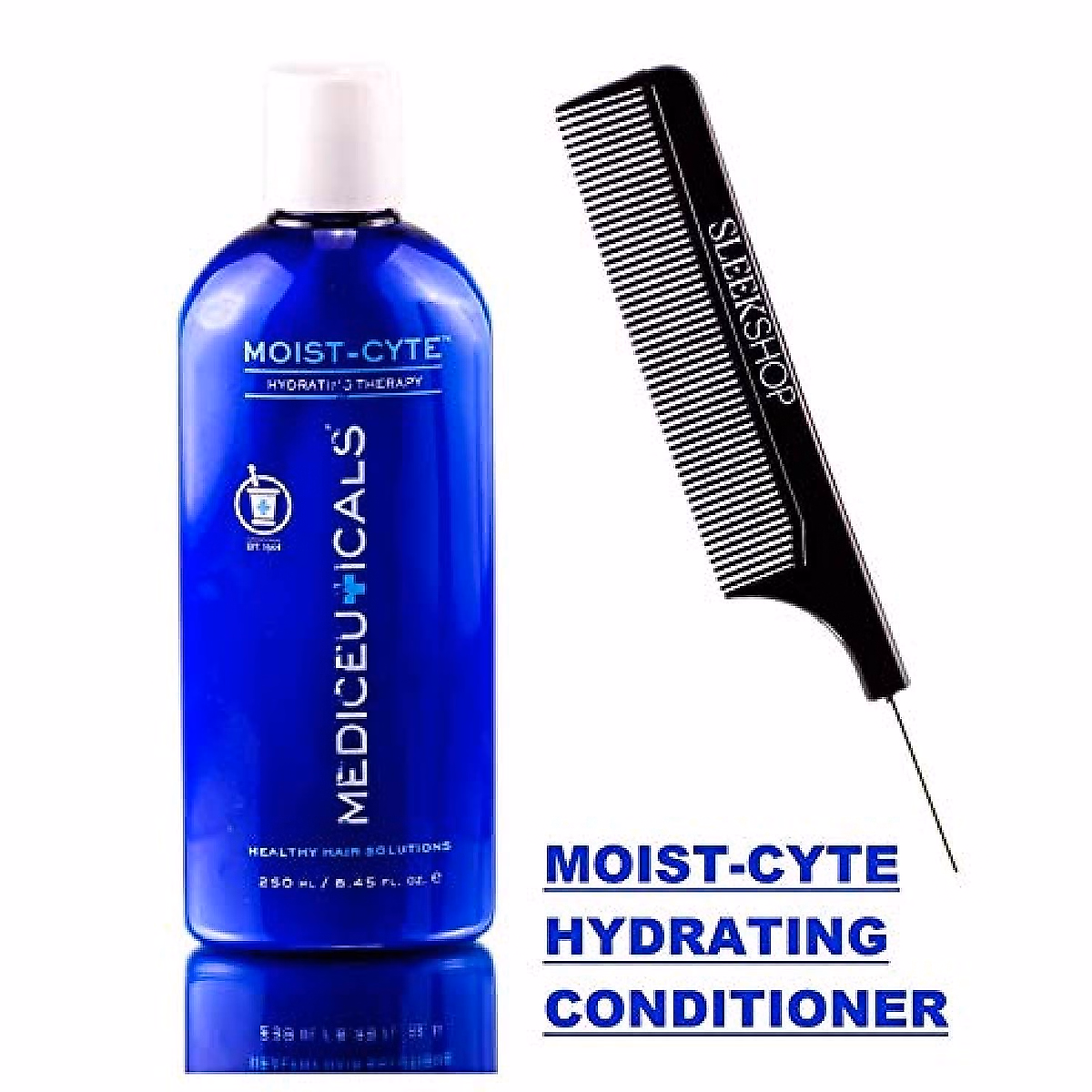 Therapro MEDIceuticals MOIST-CYTE Hydrating Therapy CONDITIONER (w/Sleek Steel Pin Tail Comb) Creates Tremendous Volume, Texture, Strength and Shine (8.45 oz / 250 ml - ORIGINAL SIZE)