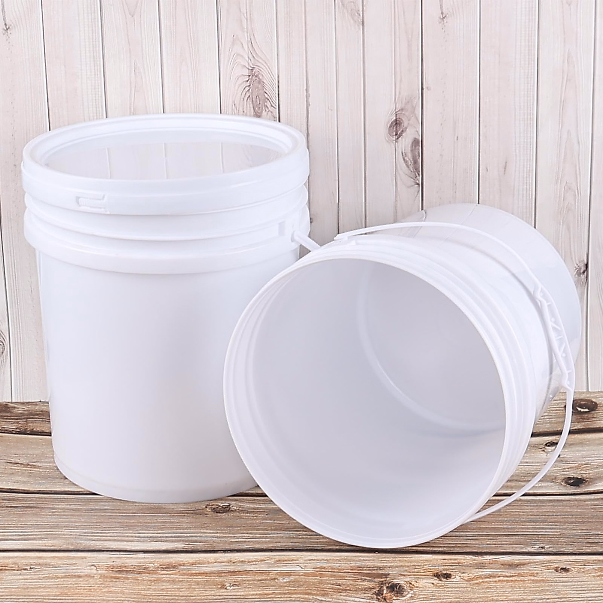 Hespama 4 Pack 6.5 Gallon Airtight Storage Bucket with Handle, Food Grade Sealable Lid Bucket, White