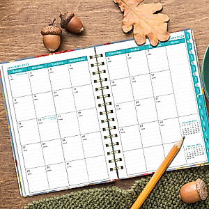 Ymumuda 2023 Planner, Weekly Monthly Planner 2023, 12-Month School Planner from JAN.2023 to DEC.2023, 8.4" X 6", Spiral Planner Notebook with Stickers, Elastic Closure, Inner Pocket, Coated Tabs, Grey Embroidery Floral