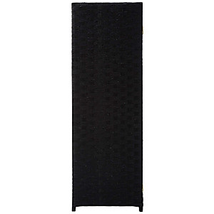 4 ft. Short Woven Fiber Folding Screen - Black - 3 Panel