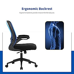 Home Office Chair Ergonomic Desk Chair Mesh Computer Chair Swivel Rolling Executive Task Chair with Lumbar Support Arms Mid Back Adjustable Chair for Men Adults, Black