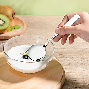 Kekow Soup Spoons, 12-Piece Stainless Steel Round Bouillon Spoon