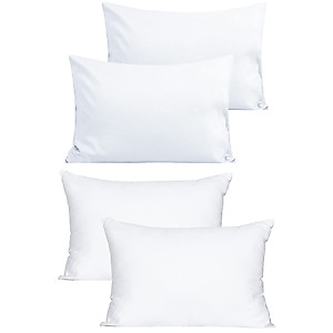 FLXXIE Toddler Cotton Down Alternative Toddler Pillows (13x18) and White Microfiber Soft Toddler Pillowcases (14x20)