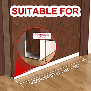 Door Draft Stopper, Cuttable Draft Stopper for Bottom of Door, Strong Adhesive Door Sweeps for Exterior Doors 39” Length (White)